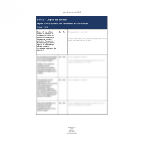 Modèle Questionnaire Audit de conformité RGPD - Audit RGPD